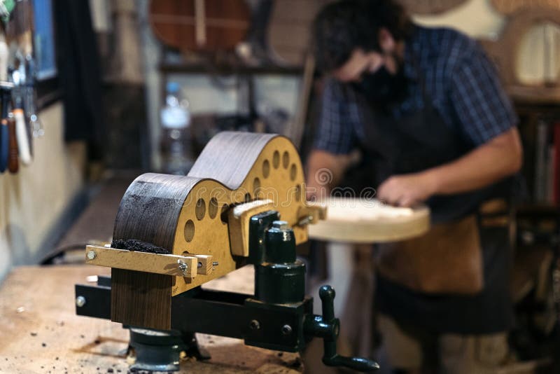 Luthier Working in His Workshop Stock Photo - Image of manual, craft ...