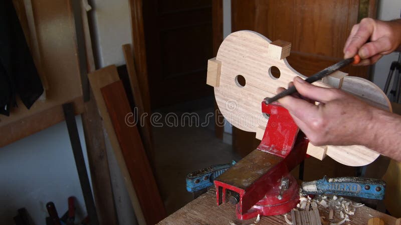 Luthier Working in the Structure of a New Viola or Violin Stock Video ...