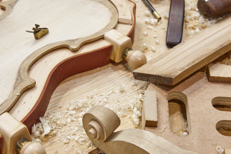 Luther Workshop with Violin Parts and Tools. Traditional Craftsmanship ...