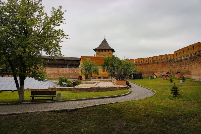 Lutsk, Ukraine - May 13, 2017: Empty Courtyard of Very Old Lutsk Castle ...