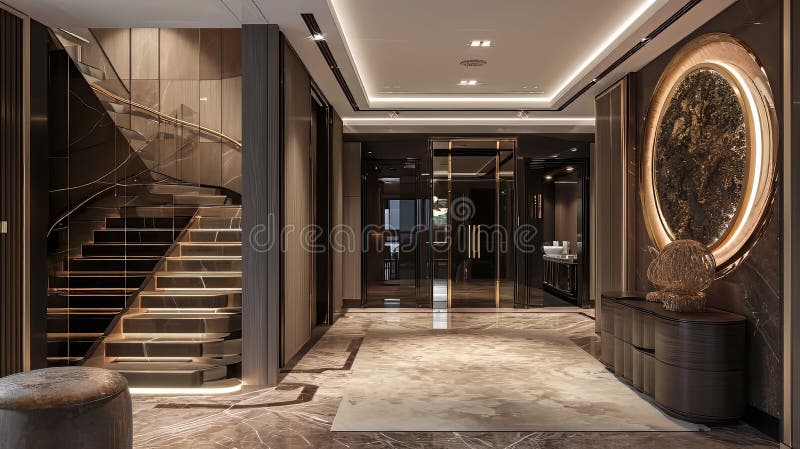 Luxe Entrance Hall Interior Concept Stock Illustration - Illustration ...
