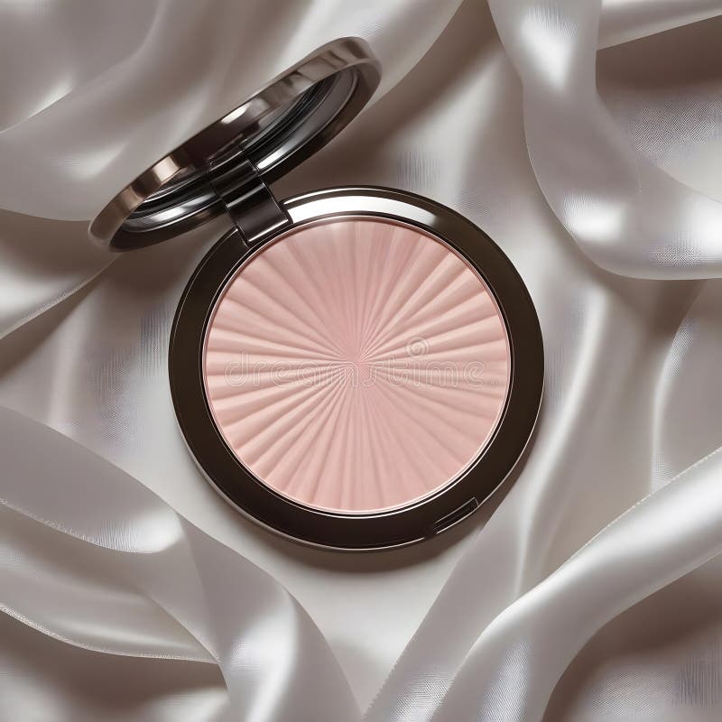 Luxe Makeup Compact with Silk Ribbon Accents on Textured Fabric Stock ...