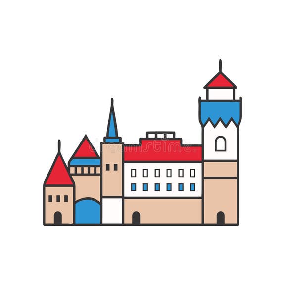 Luxembourg castle flat stock vector. Illustration of vibrant - 361474991