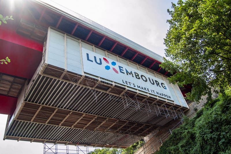 LUXEMBOURG - 19 June 2022: View of Grand Duchess Charlotte Bridge ...