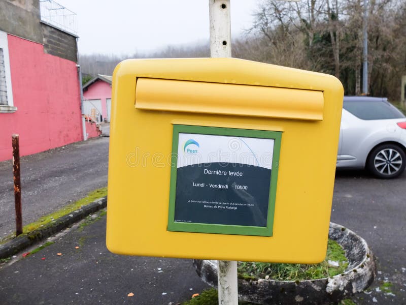 Luxembourg Post Office Yellow Mailbox Editorial Stock Photo - Image of ...