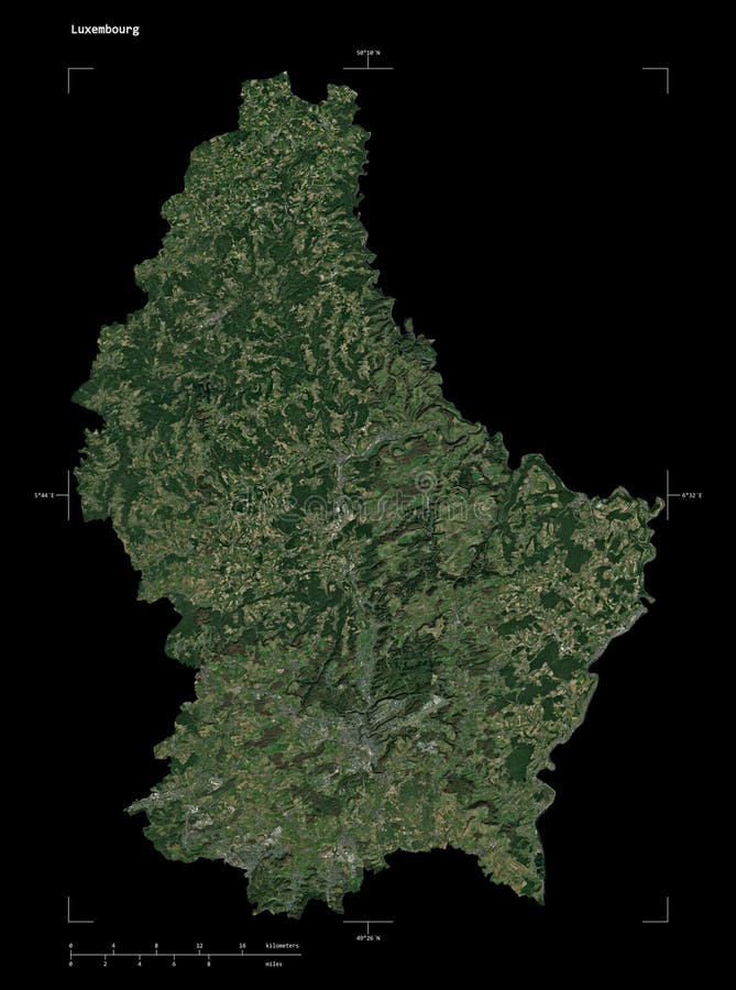 Luxembourg Shape on Black. Low-res Satellite Stock Illustration ...