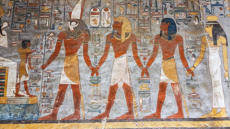 Luxor, Egypt: Corridor with Ancient Egyptian Inscriptions and ...