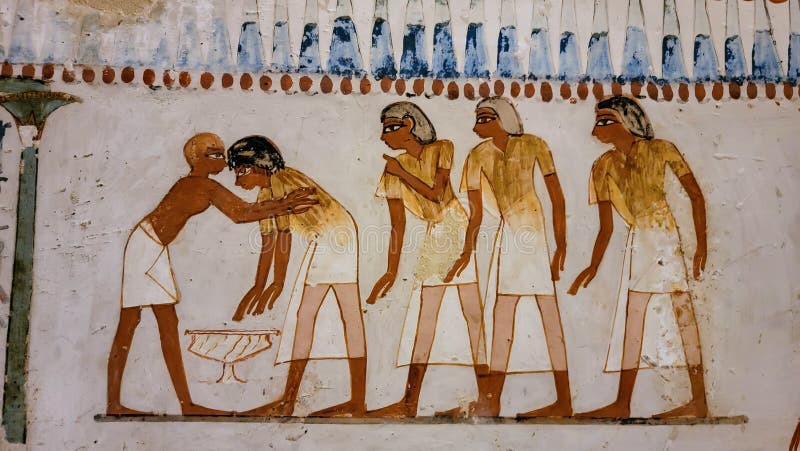 Luxor, Egypt: Corridor with Ancient Egyptian Inscriptions and ...