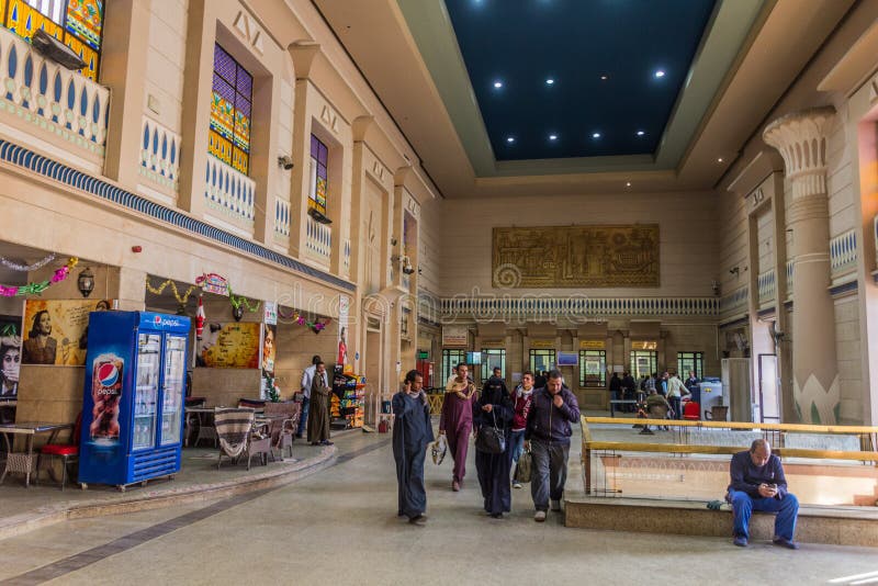 LUXOR, EGYPT - FEB 17, 2019: Interior of the Luxor Railway Station, Egy ...