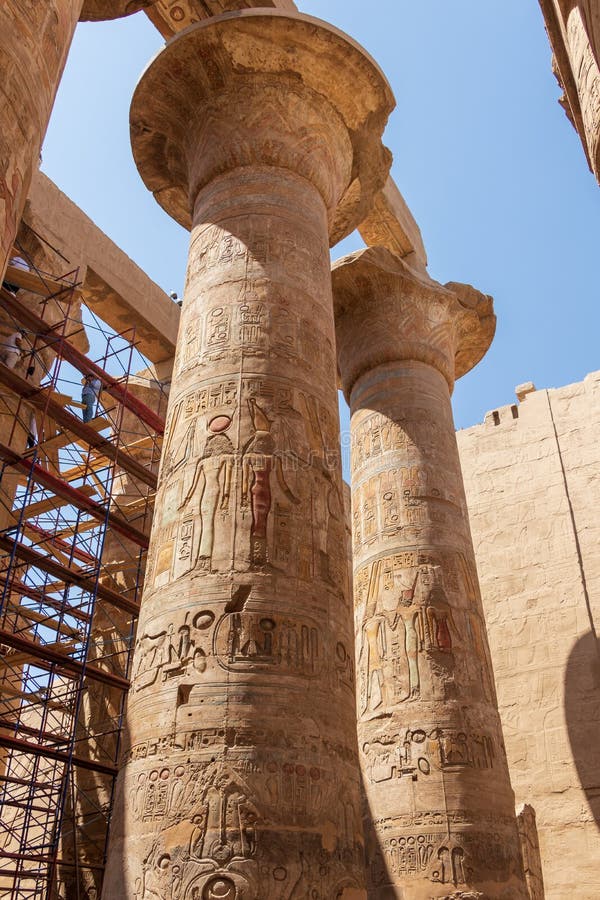Cleaning of the 134 Columns in the Great Hypostyle Hall at the Karnak ...