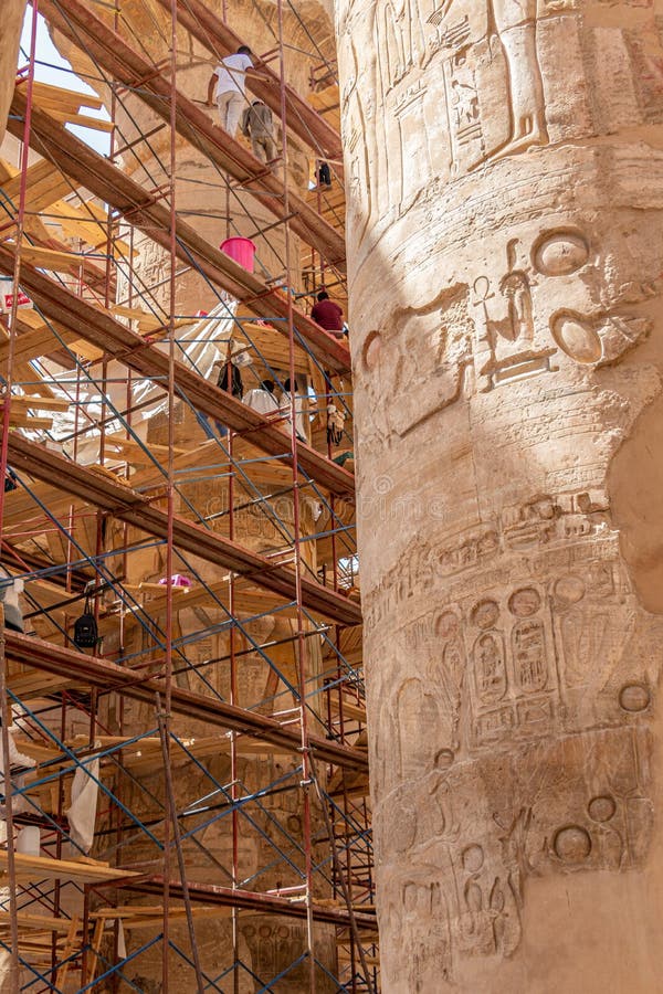 Cleaning of the 134 Columns in the Great Hypostyle Hall at the Karnak ...
