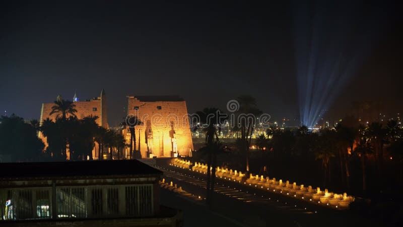 Luxor Temple Lightshow at Night, Luxor, Egypt Stock Video - Video of ...