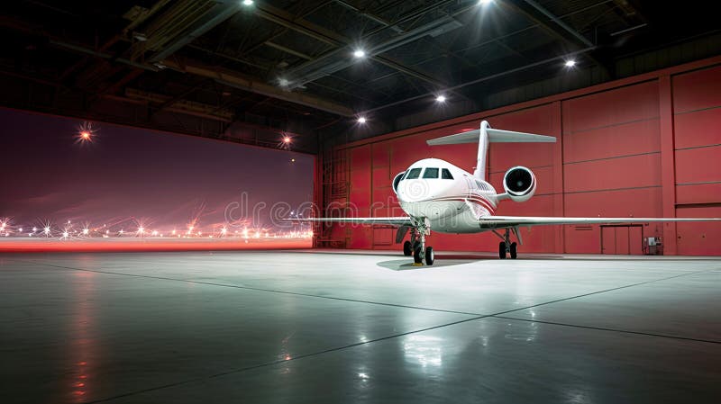 Luxorious Business Jet in Hangar Stock Illustration - Illustration of ...