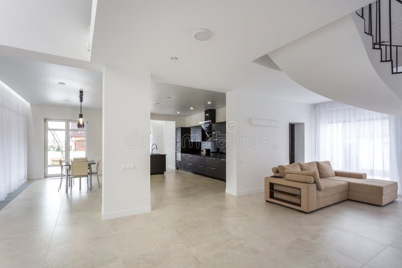 Luxure Hall Interior White Loft Flat Apartments Stock Image - Image of ...