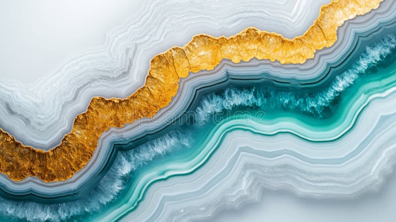 Luxurious Agate Texture Abstract Background with Golden Veins, Teal and ...