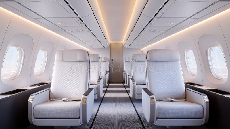 Luxurious Airplane Cabin Interior First Class Seats Modern Design ...