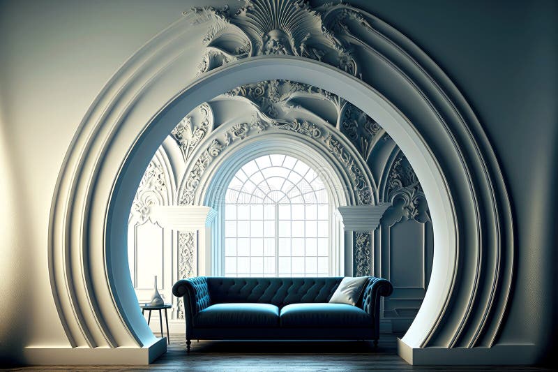 Luxurious Arched Openings in Room at Baroque Interior Stock ...