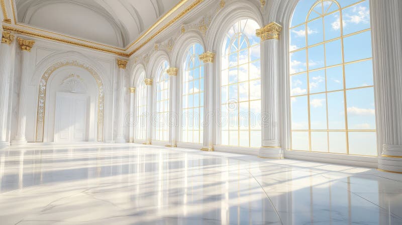 A Luxurious Architectural Marble Hall Featuring an Exquisite Classic ...