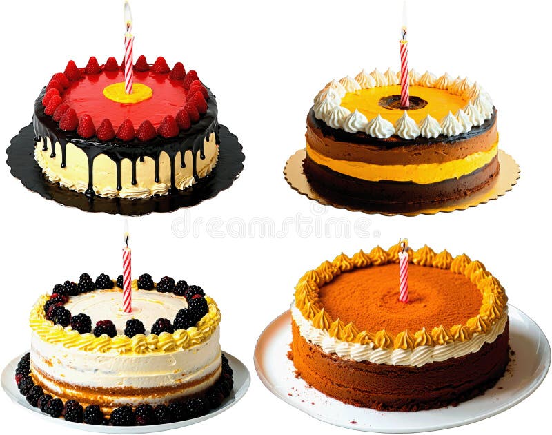 Luxurious Array of Colorful Birthday Cakes with Candles Stock Image ...