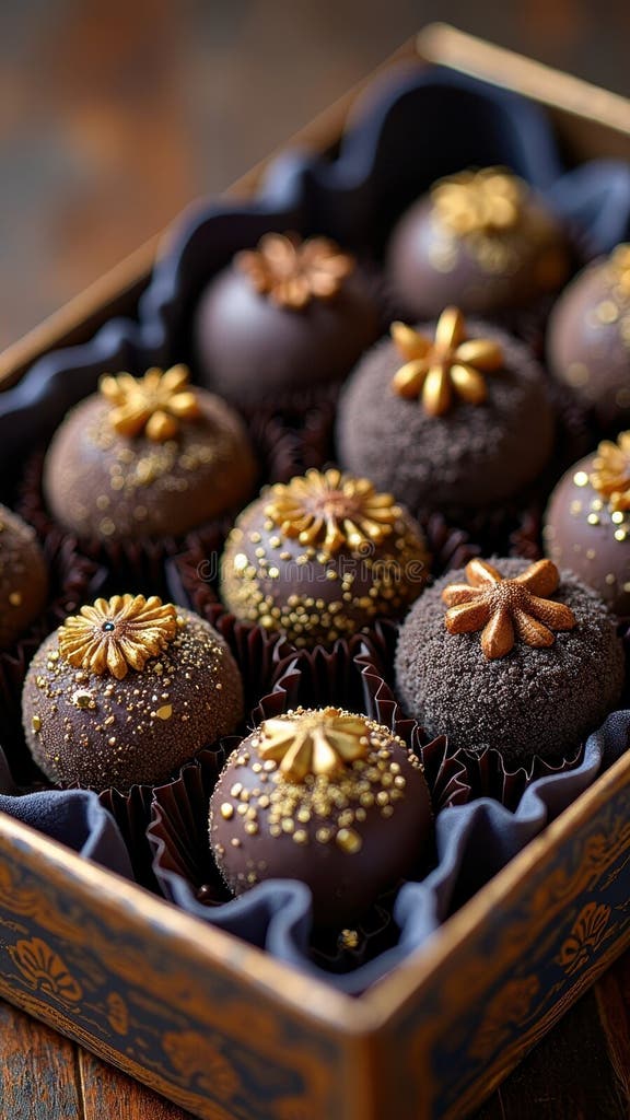 Luxurious Assortment of Artisan Chocolate Truffles in Decorative Box ...