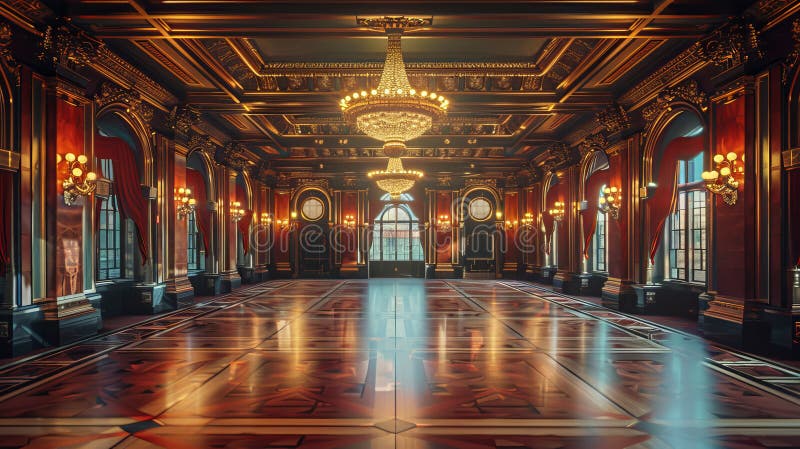 Luxurious Ballroom Interior with Detailed Ornate Decor in Realistic ...