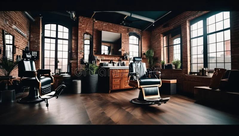 Interior of Luxurious Barber Shop Stock Illustration - Illustration of ...