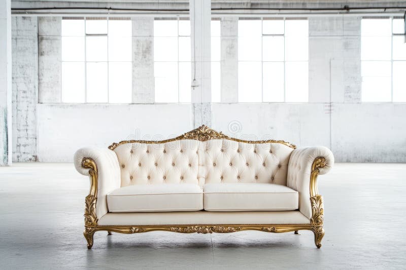 Luxurious Baroque Sofa in Abandoned Industrial Building Stock Photo ...