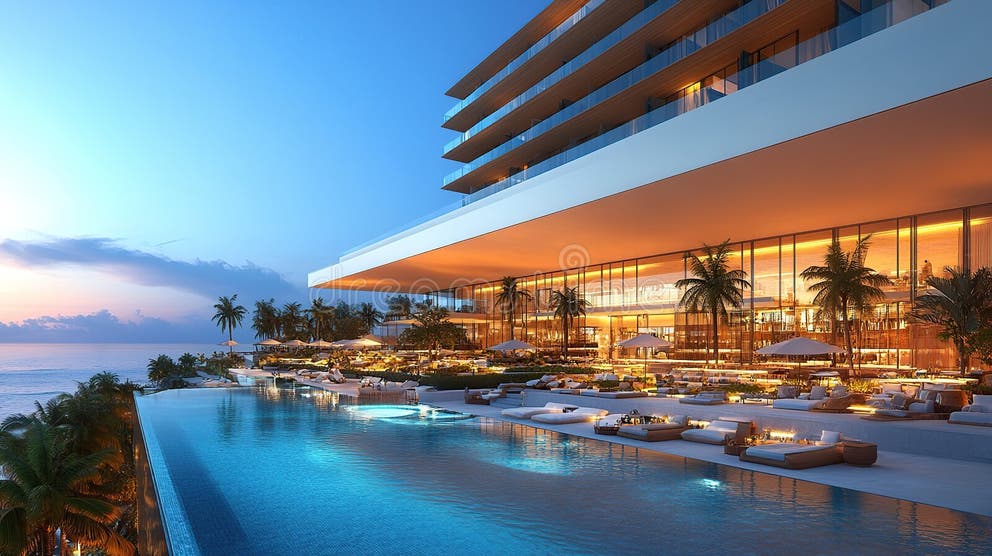 Luxurious Beachfront Resort with Infinity Pool and Modern Architecture ...