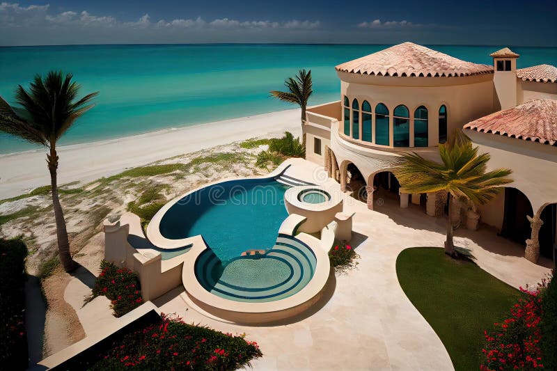 Luxurious Beachfront Villa, with Private Pool and Ocean View Stock ...