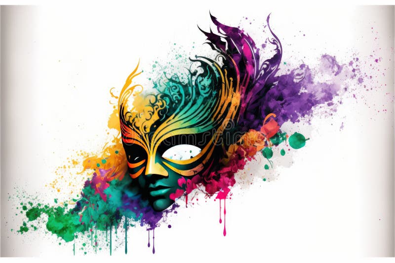 A Luxurious and Beautiful Colorful Mask with on a White Background ...