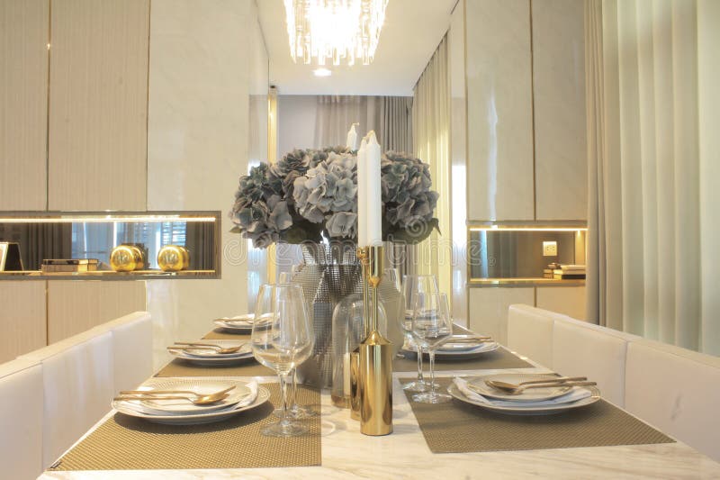 Luxurious Beautiful View on the Dinner Table Stock Image - Image of ...