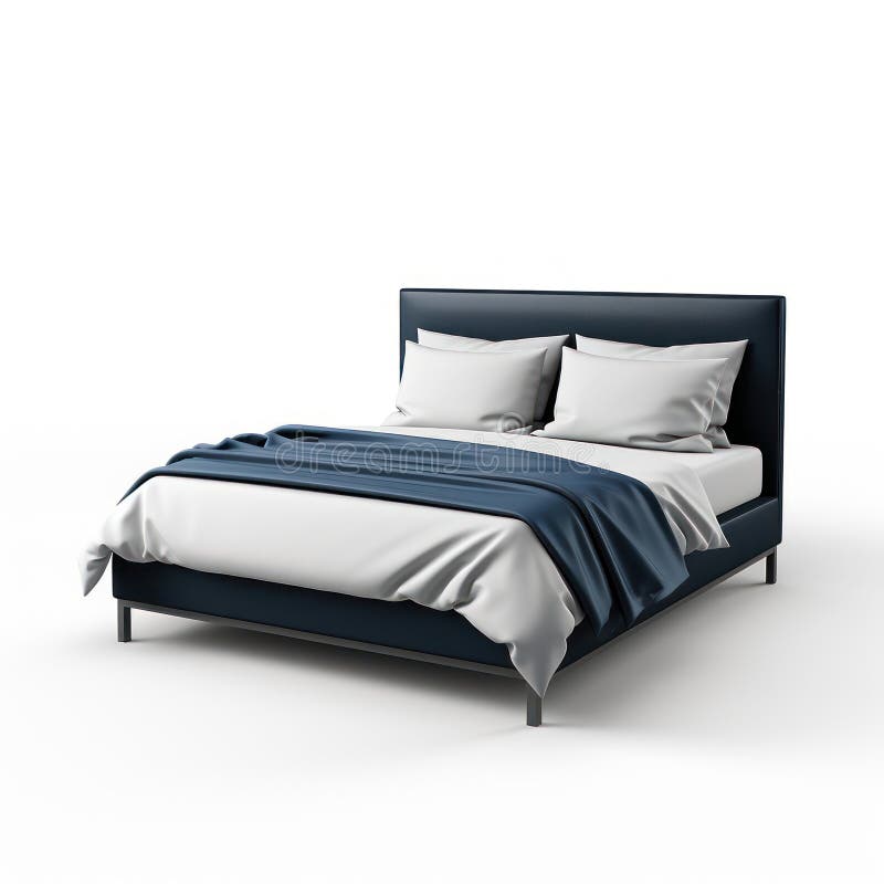 Luxurious Bedroom, Comfortable Modern Bed 3d Render Isolated on White ...