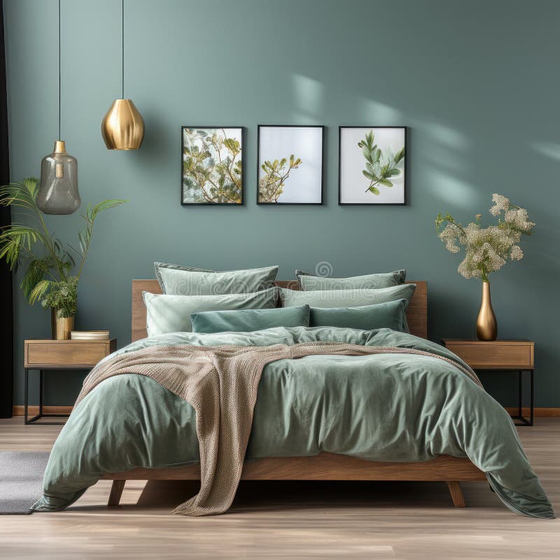 Luxurious Bedroom, Comfortable Modern Bed with Pillows and Premium ...