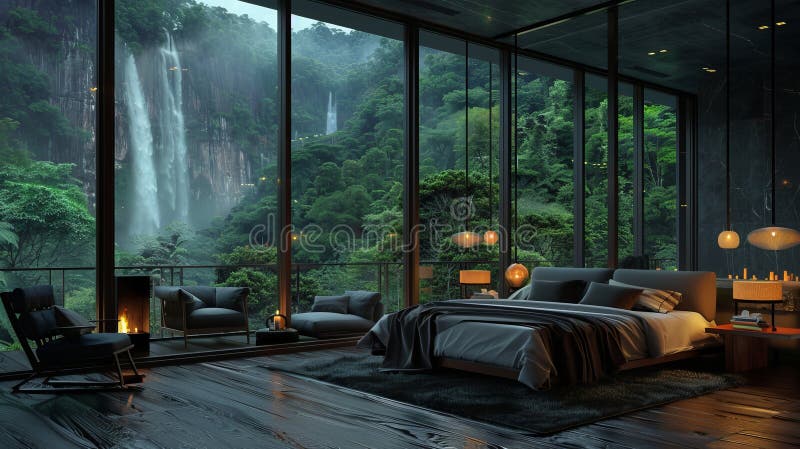 Luxurious Bedroom with Floor To Ceiling Windows and Rainforest View in ...