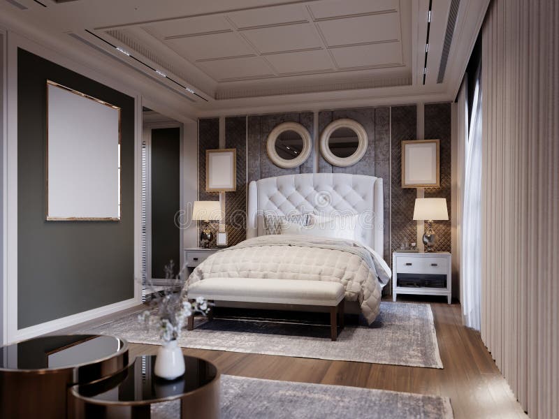 Luxurious Bedroom with Tufted Headboard, Quilted Bedding, and Soft ...