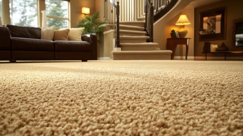 Luxurious Beige Carpet Elegant Home Interior CloseUp Perspective Stock ...