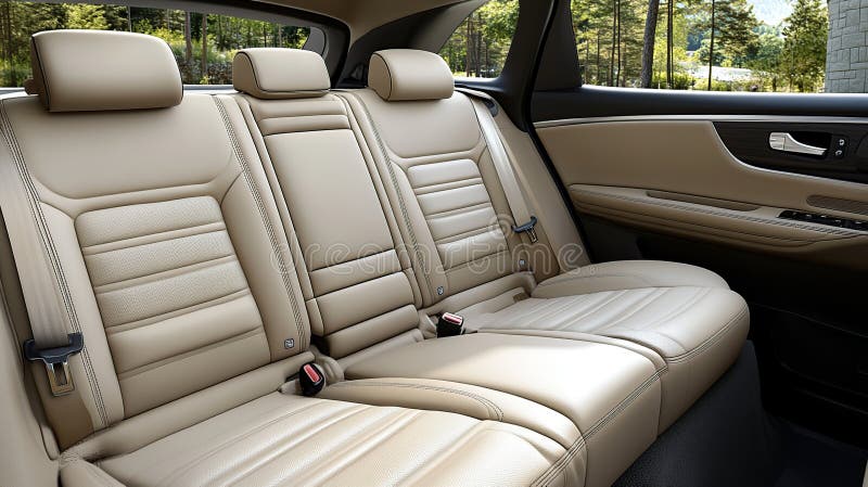 Luxurious Beige Leather Back Seats in a Modern Car S Spacious Interior ...