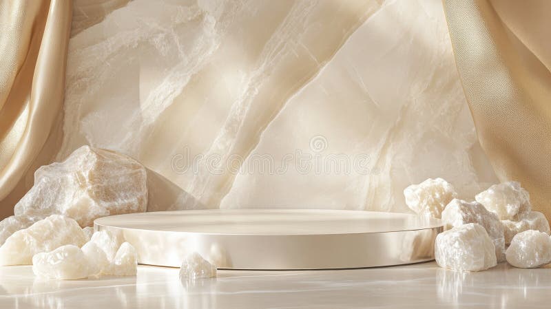 Luxurious Beige Marble Platform with Natural Rock Surroundings for ...