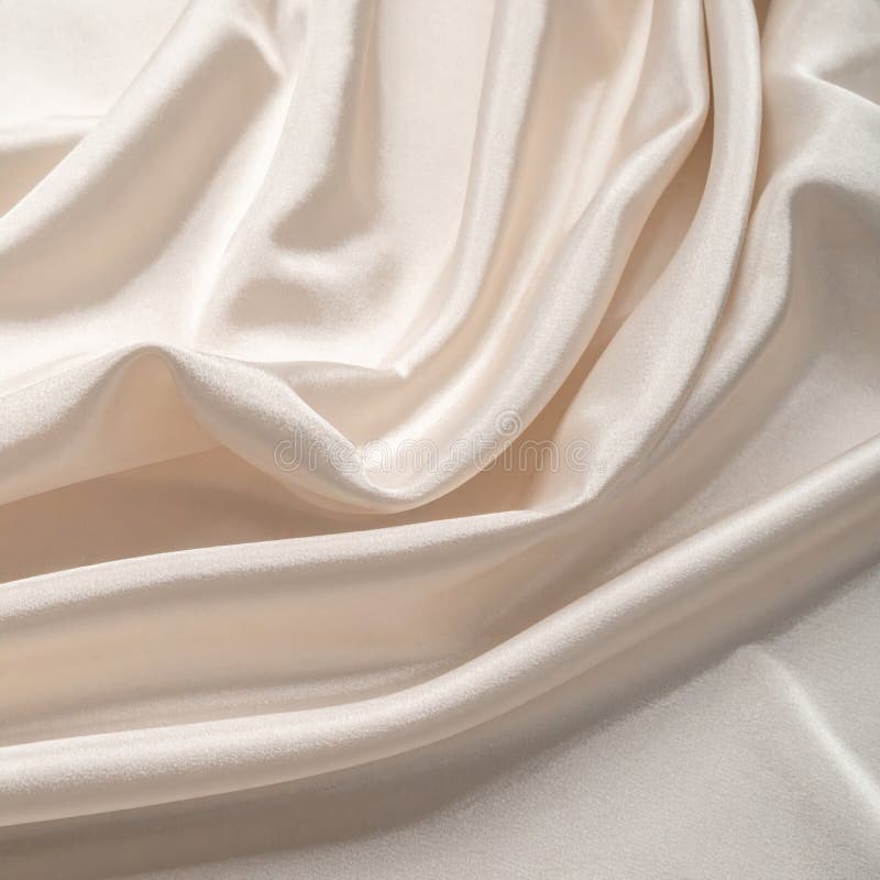 Luxurious Beige Satin Fabric Draping with Elegant Curves for Smooth and ...