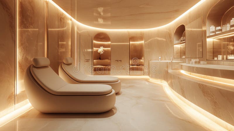Luxurious Beige Spa Interior with Modern Design Stock Illustration ...