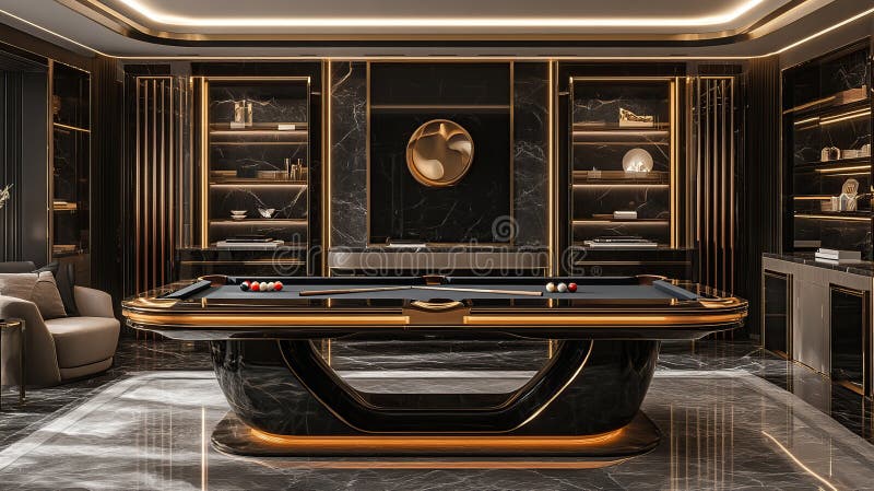 Luxurious Billiards Room Interior Stock Illustration - Illustration of ...