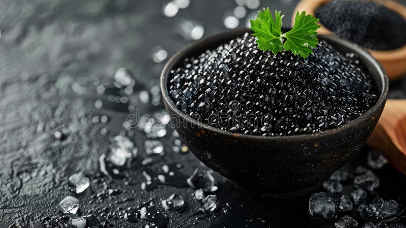 Luxurious Black Caviar on Ice for Gourmet Fine Dining Experience Stock ...