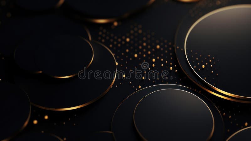 Luxurious Black and Gold Circle Abstract Background AI Generated Stock ...