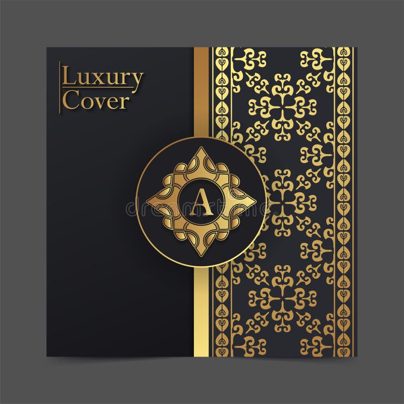 Luxurious Black and Gold Cover with Ornamental Design Stock ...