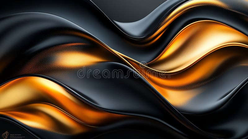 Luxurious Black and Gold Flowing Waves with Smooth, Shiny Texture Stock ...
