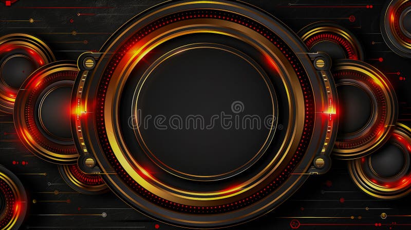 Luxurious Black and Gold Futuristic Circular Design Stock Illustration ...