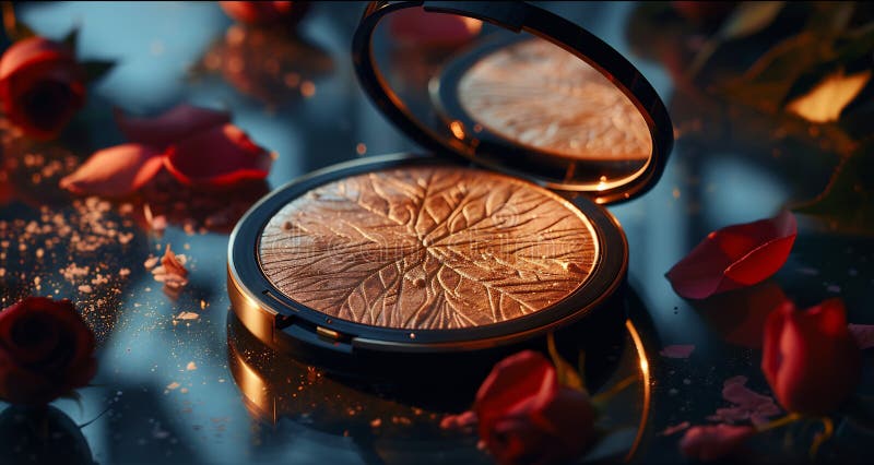 Luxurious Black Gold Makeup Compact Embossed Powder Stock Photos - Free ...