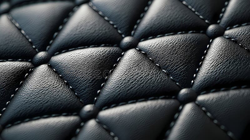 Luxurious Black Leather Upholstery Creating a Diamond Pattern with ...