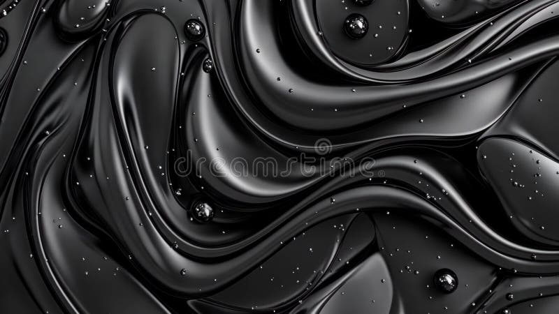 Luxurious Black Liquid Waves with Glossy Texture and Abstract Fluid ...