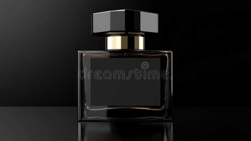 Luxurious Black Perfume Bottle on Dark Reflective Surface Stock Image ...